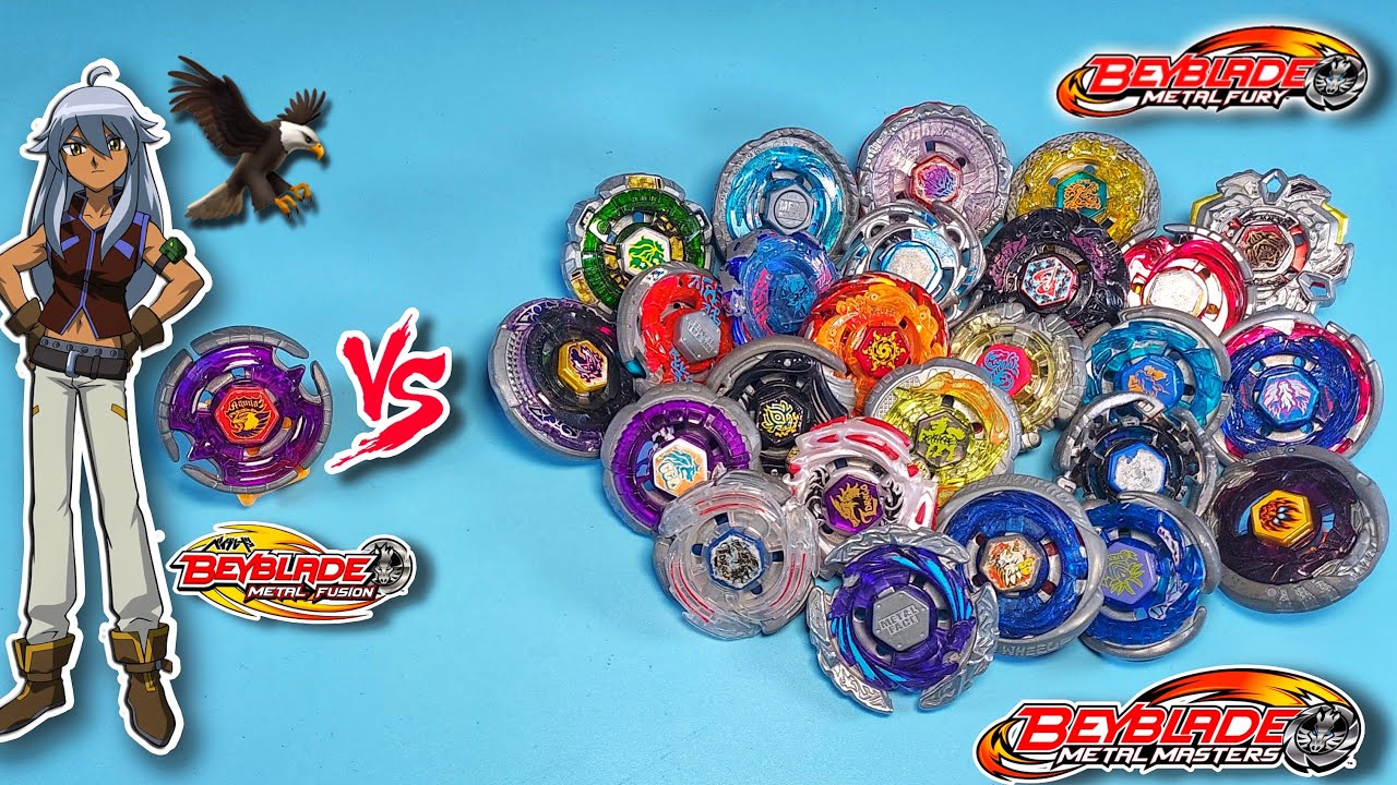 Earth Eagle vs 25 Metal Fusion, Masters & Fury Beyblade Battle - YouTube