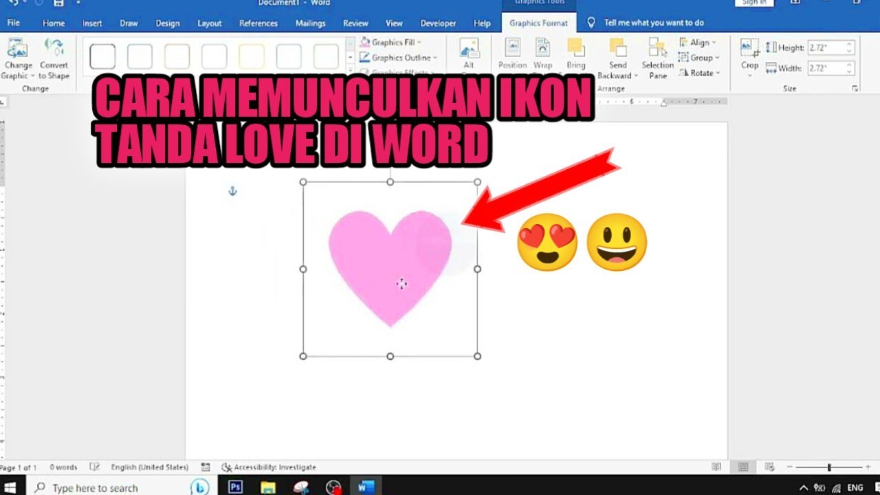 CARA MEMUNCULKAN IKON TANDA LOVE DI WORD - YouTube