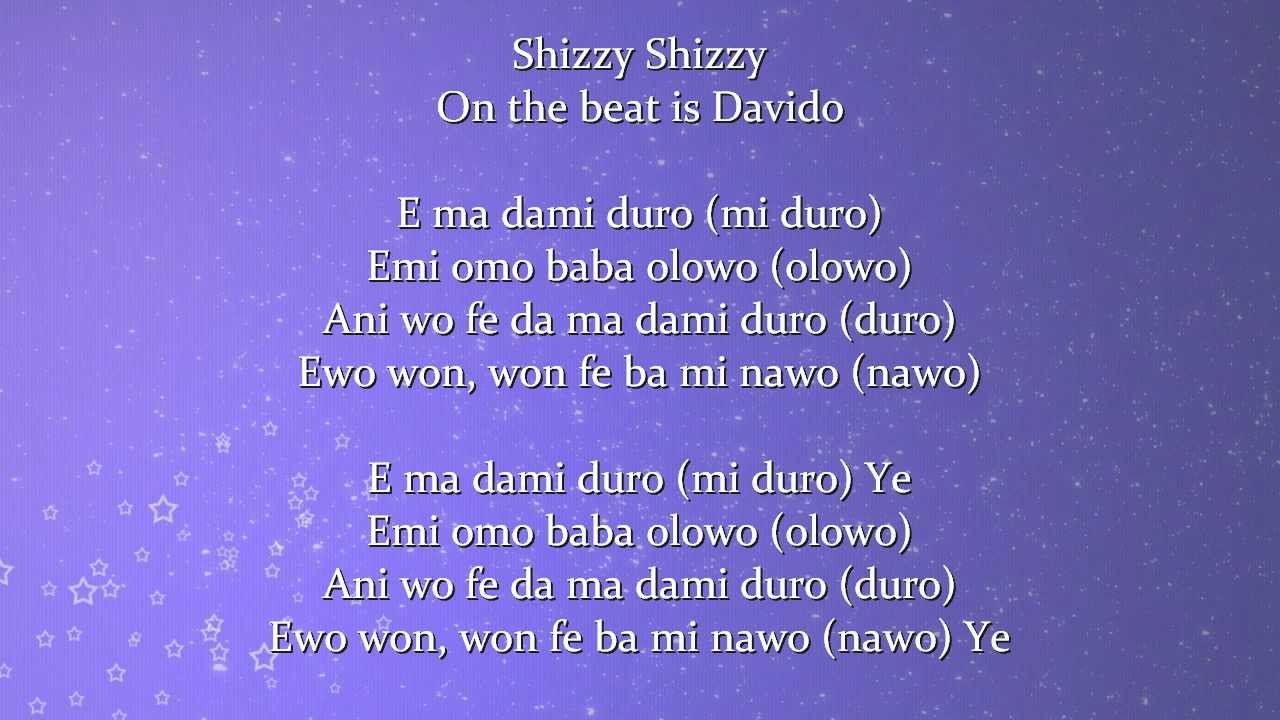 DAVIDO - DAMI DURO Lyrics - YouTube