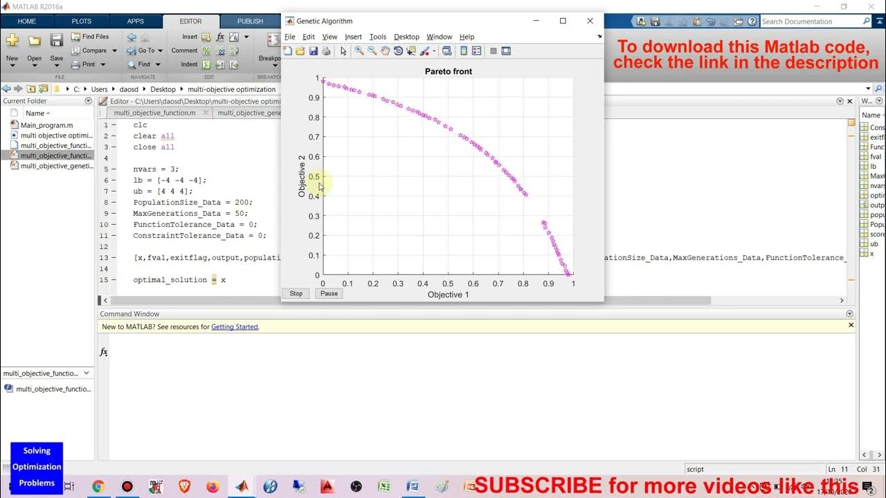 Multi Objective Optimization in Matlab - YouTube