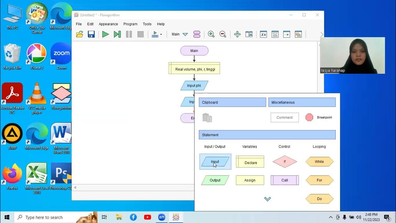 menghitung vulume tabung dengan flowgorithm - YouTube