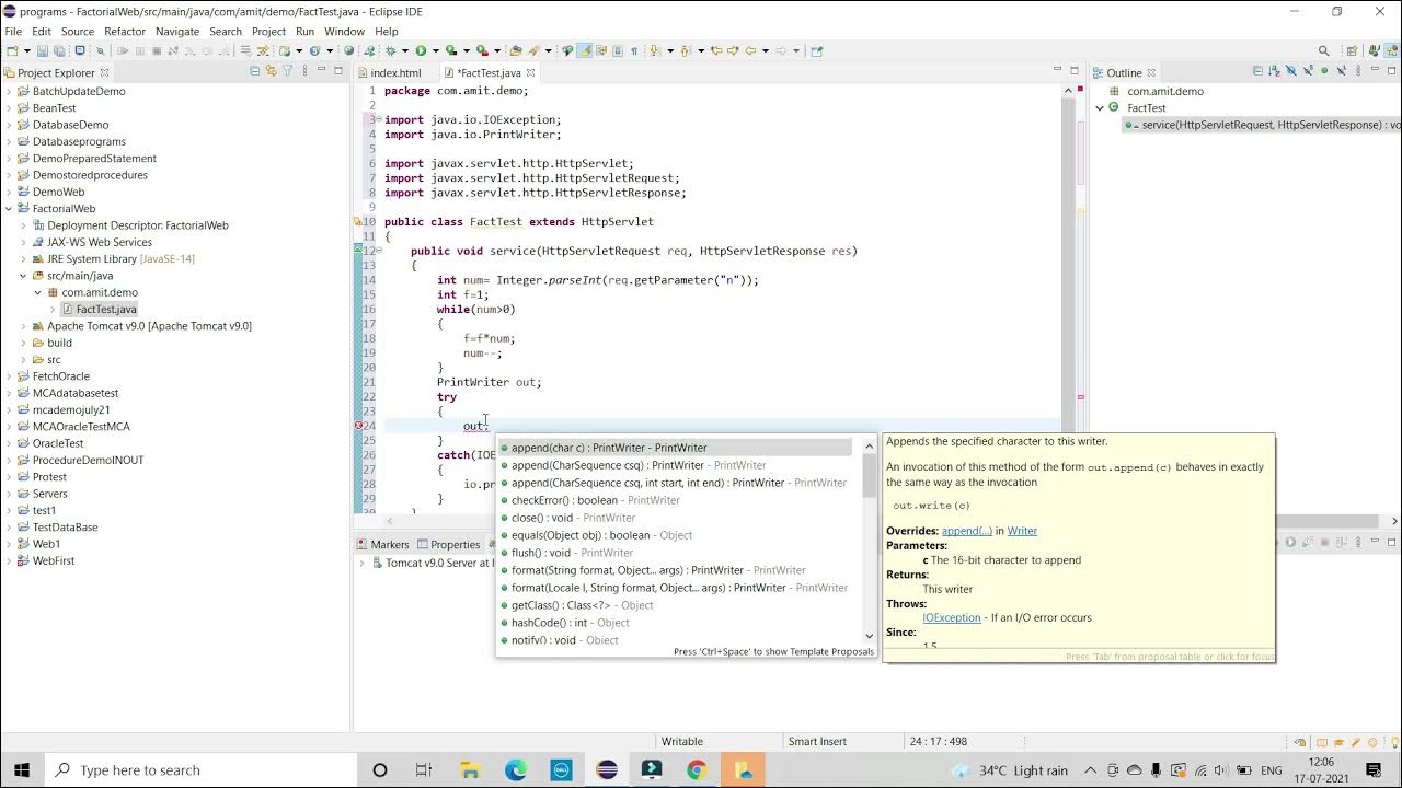 Servlet Video | Dynamic Web Project | calculate factorial of a number ...