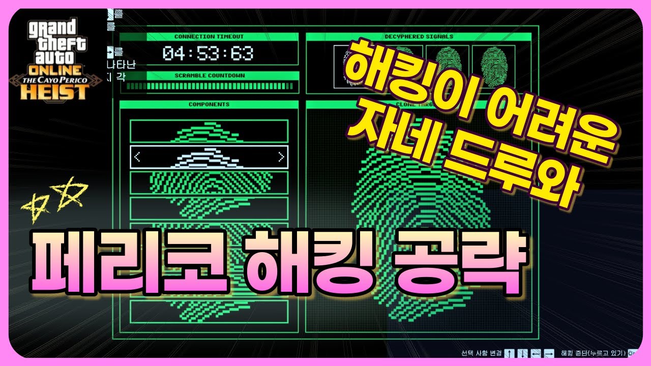 [카요 페리코] 해킹 공략 / 피날레,조사,관제탑 해킹 2분 요약 [#GTA_꾸야꾸야] / GTA5 online cayo ...