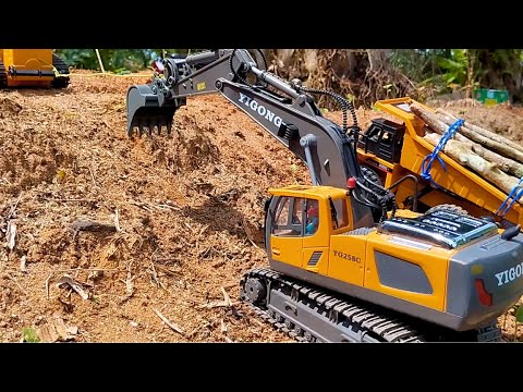 Wow, scary!! The excavator entered the ravine via extreme roads, dump ...