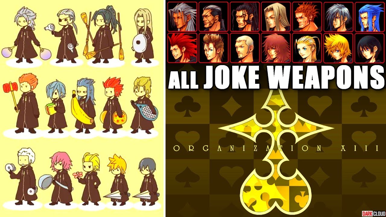 Kingdom Hearts 358/2 Days Organisation XIII Joke Weapons HD - YouTube