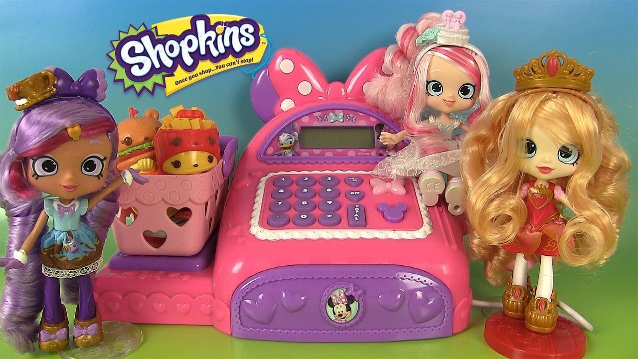 Poupées Shopkins Shoppies et Caisse Enregistreuse Minnie Mouse - YouTube