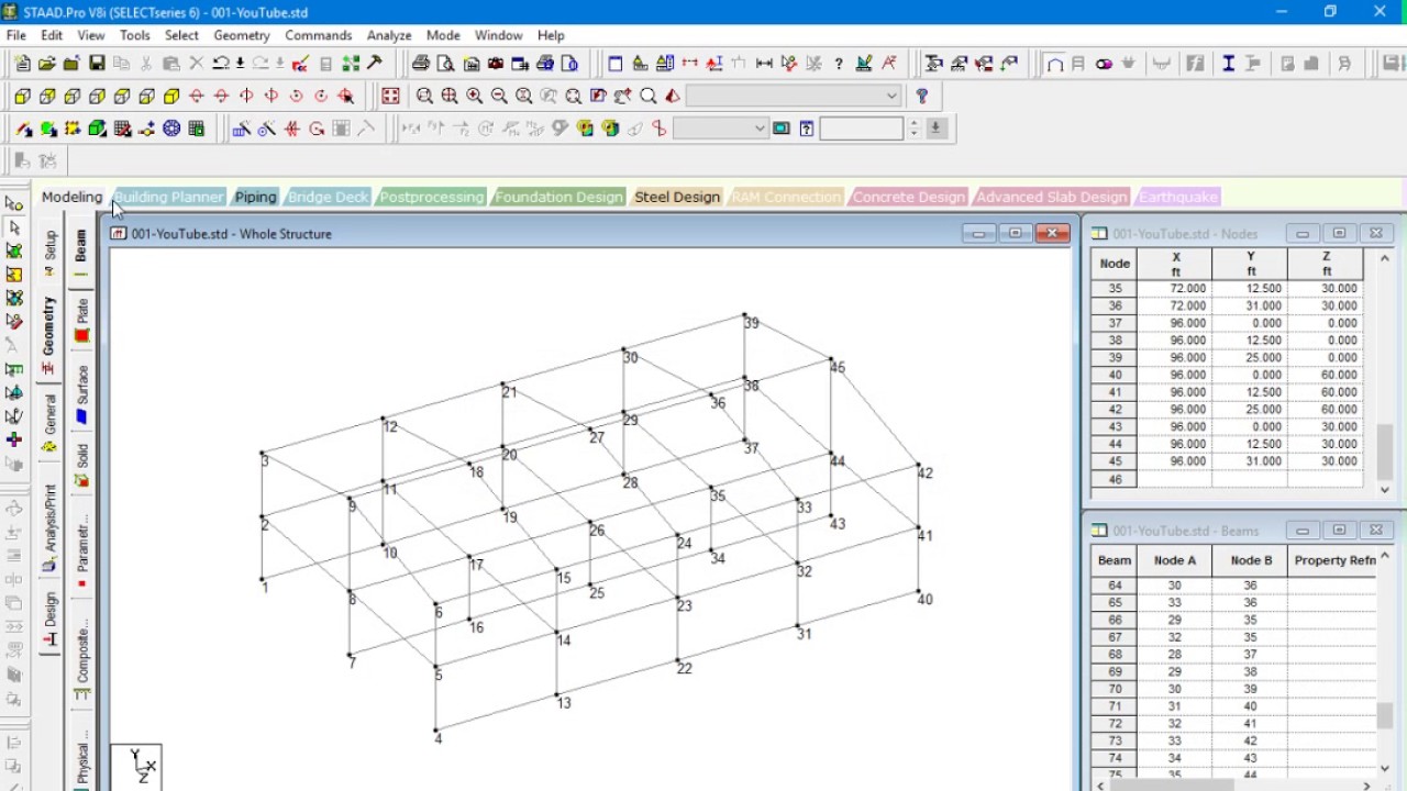 STAAD Exercise Tutorial Part 1 - Explicit Model - YouTube