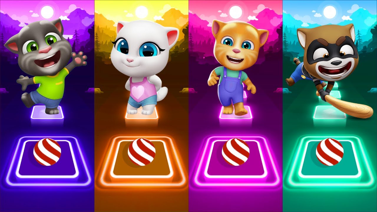 Tom 🆚 Angela 🆚 Ginger 🆚 Roy - Who Is Best? Talking Tom | Tiles Hop ...