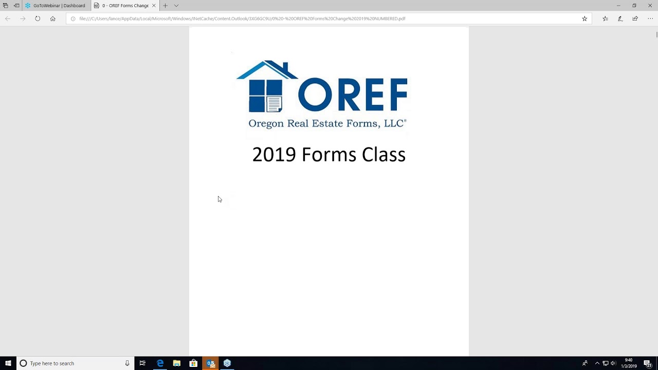OREF 2019 Forms Changes Webinar 1 3 19 - YouTube