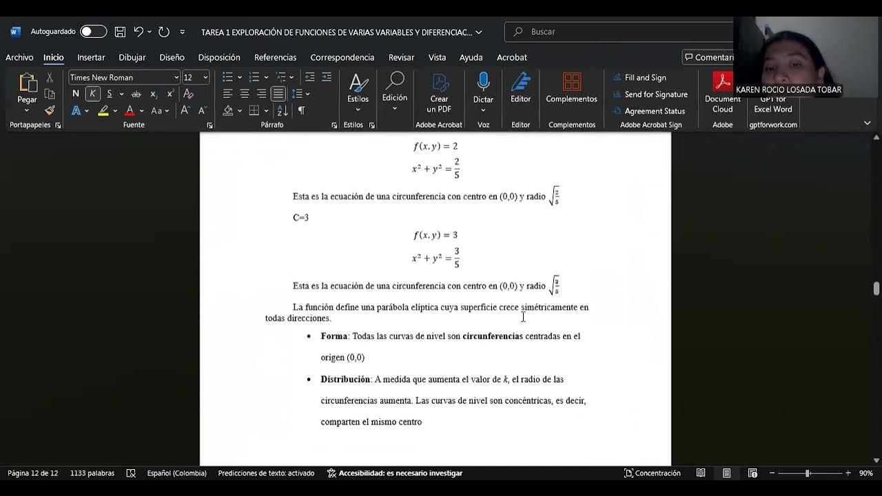 TAREA 1 EXPLORACIÓN DE FUNCIONES DE VARIAS VARIABLES Y DIFERENCIACIÓN - YouTube