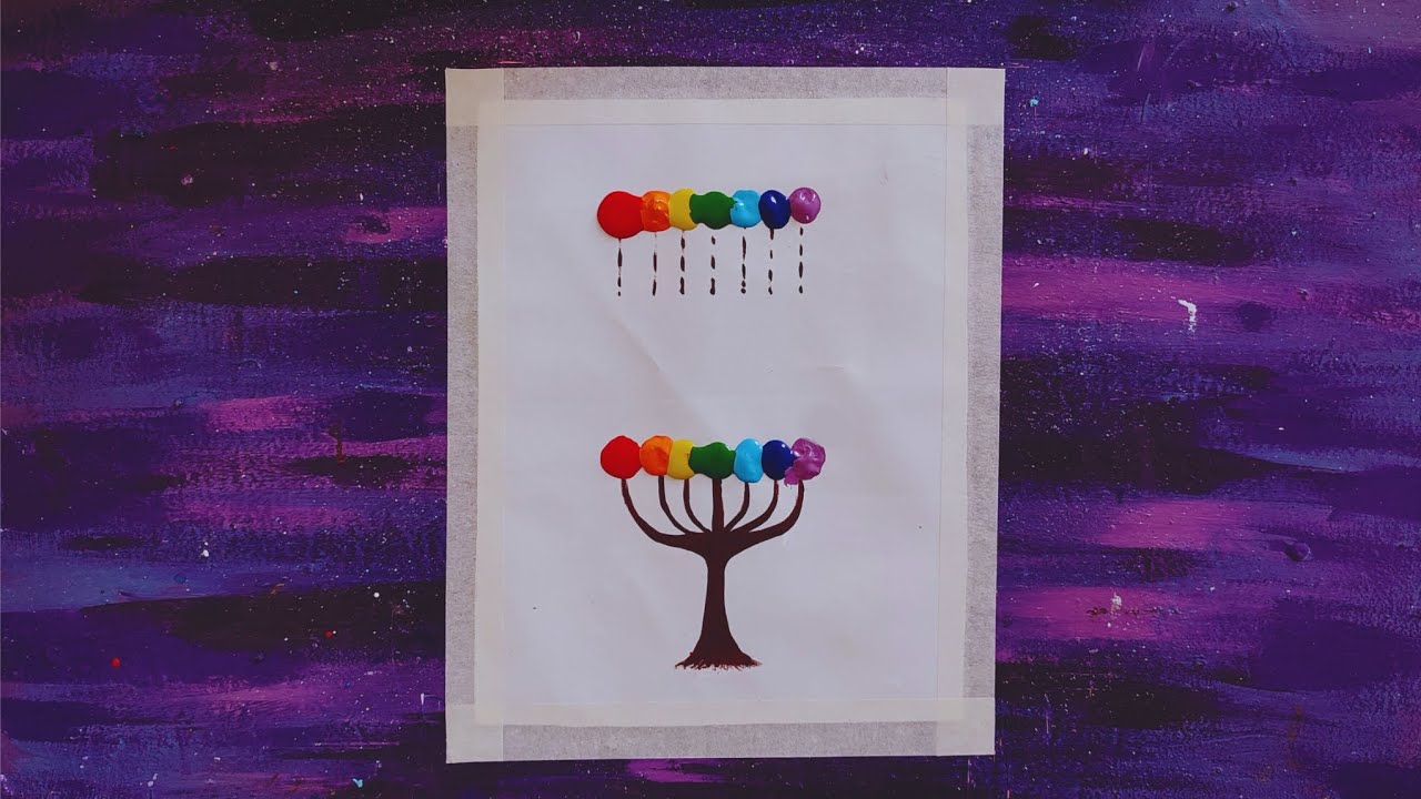 Easy Rainbow Tree Painting & clouds ☁️ | Relaxing Acrylic painting ...