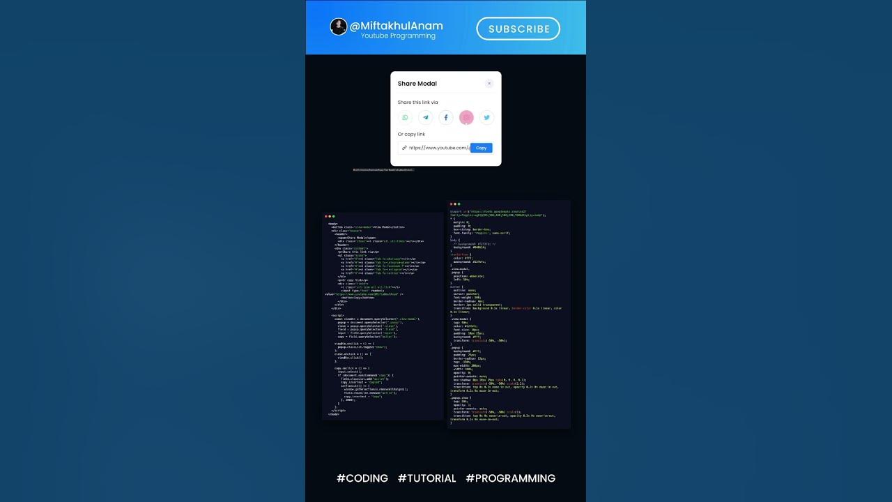 Popup Share Modal Dengan Html Css Dan Javascript Coding Programming Tutorial Shorts Youtube