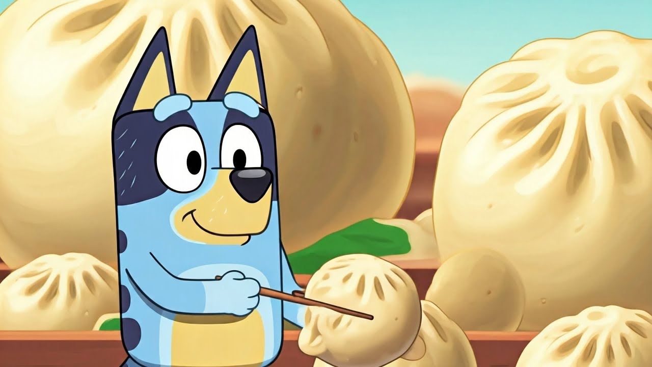 Bluey Eating and fun time with robot friend - kids cartoon - YouTube