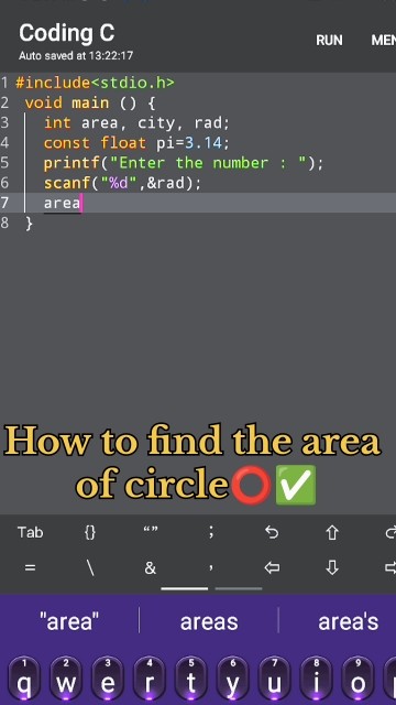 How To Find Area Of Circle ⭕ In C Languagecoding Programming C Youtube 0101