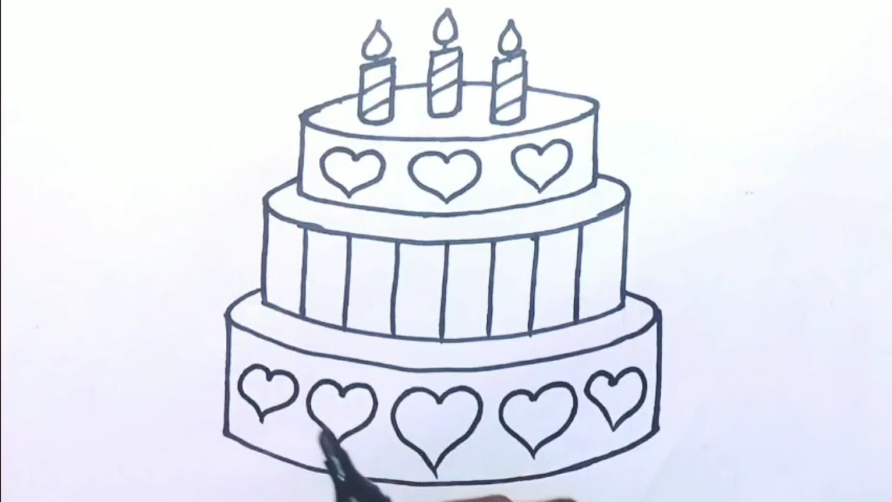 Easy Cake Drawing Colouring For Kids || Simple Drawing For Kids || How ...