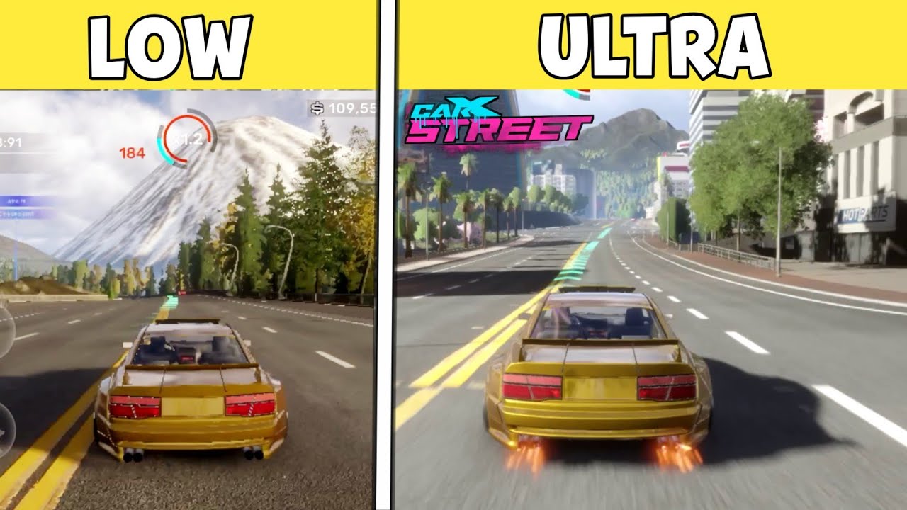Ultra Graphics vs Low Graphics CarX Street Gameplay Walkthrough (ios ...