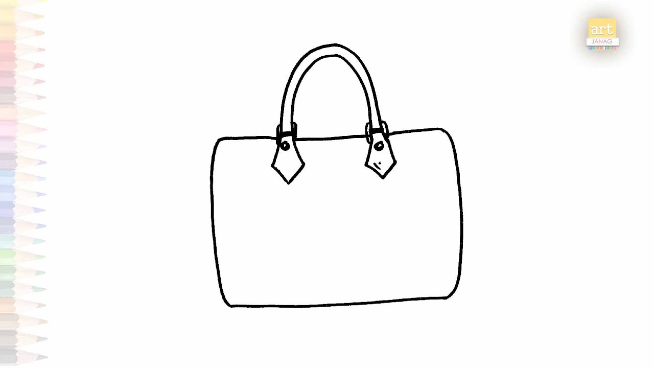 Leather hand bag drawing | Easy drawing tutorial | How to draw Leather ...