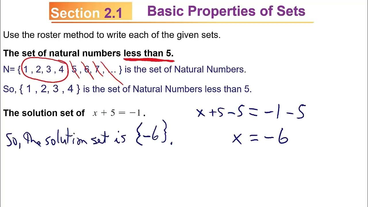 MATH 110: 2.1 Basic Properties of Sets - YouTube