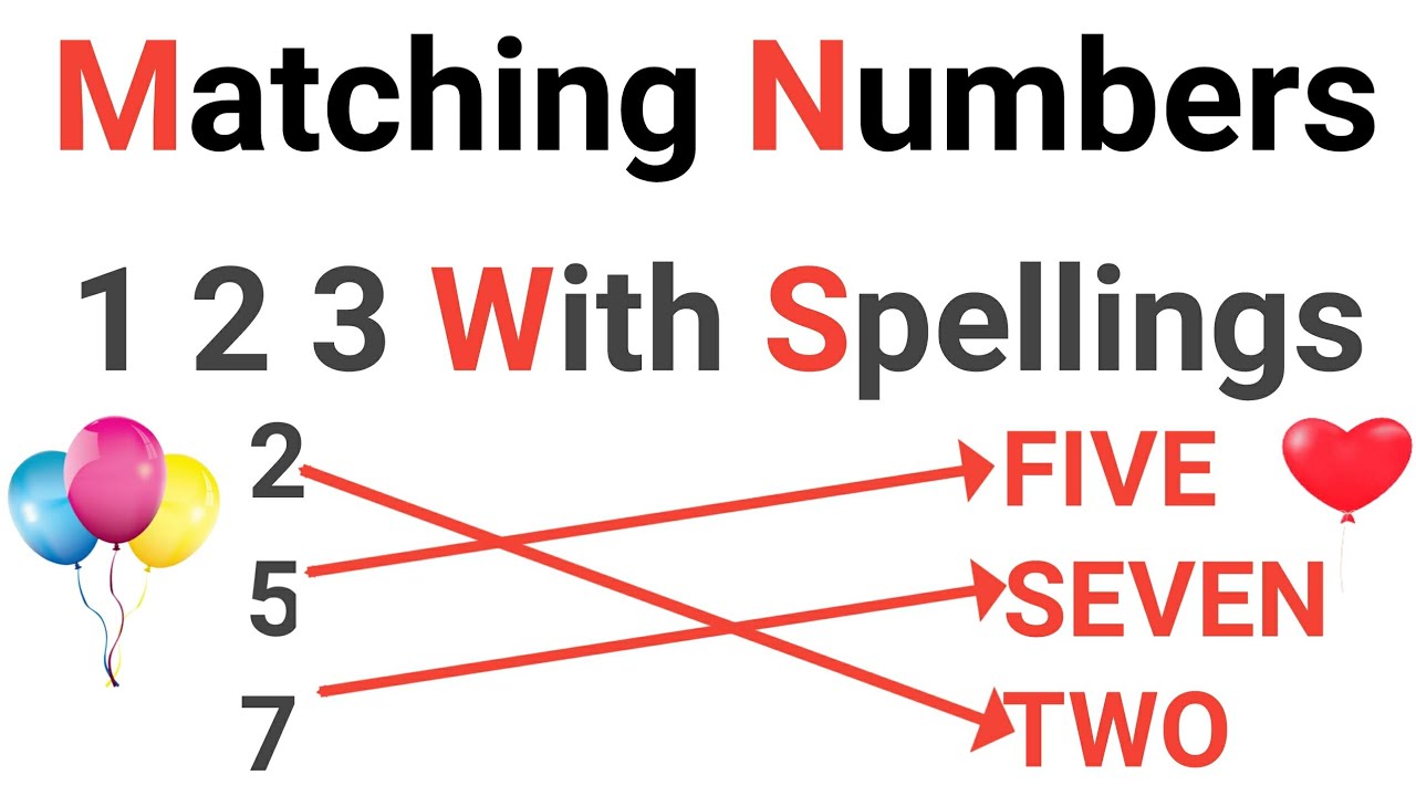 Match Numbers 1-10 With Spellings | Class LKG UKG Math Worksheet for ...