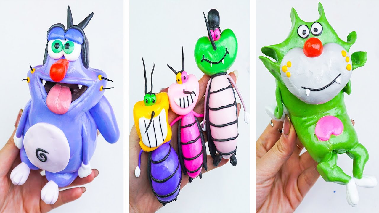 Satisfying Videos Clay Cracking Oggy and the Cockroaches ASMR # ...