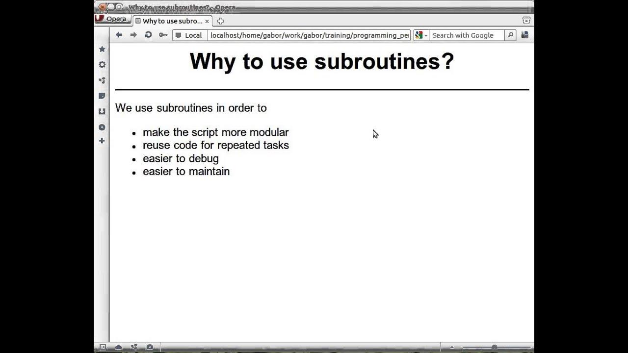 Beginner Perl Maven tutorial: 6.1 - functions and subroutines - YouTube