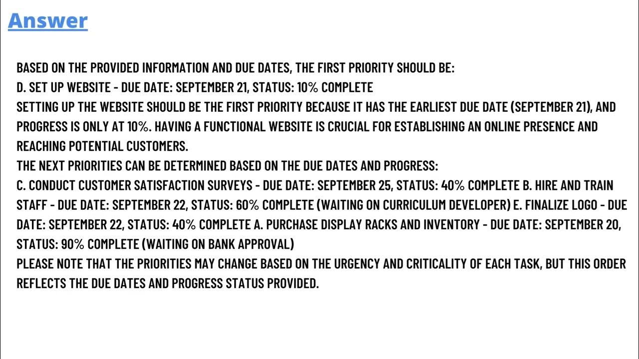Task Due Date Status Purchase display racks September 20 90% complete and inventory - YouTube