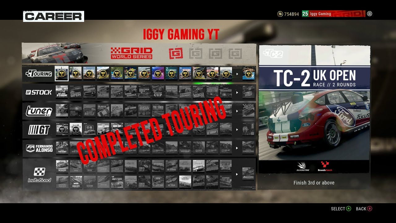 Touring Career COMPLETED - World series - GRID 2019 - YouTube