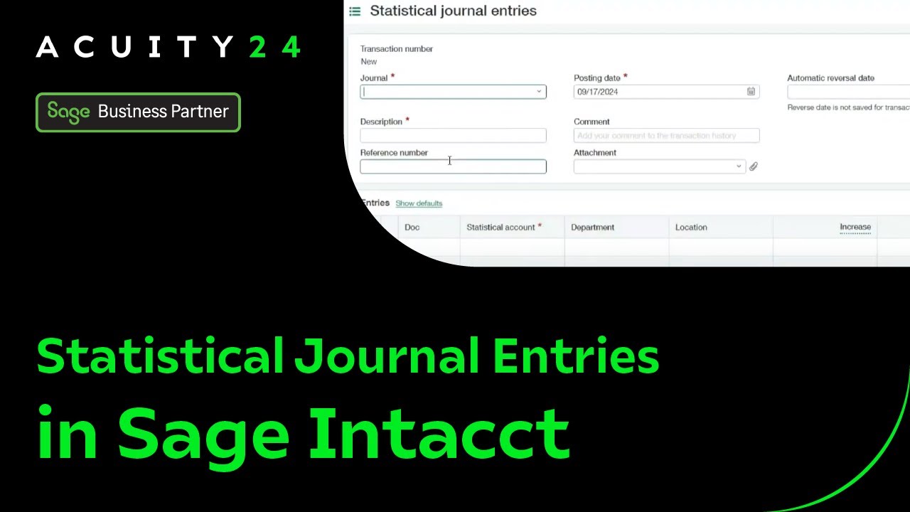 Statistical Journal Entries in Sage Intacct - YouTube
