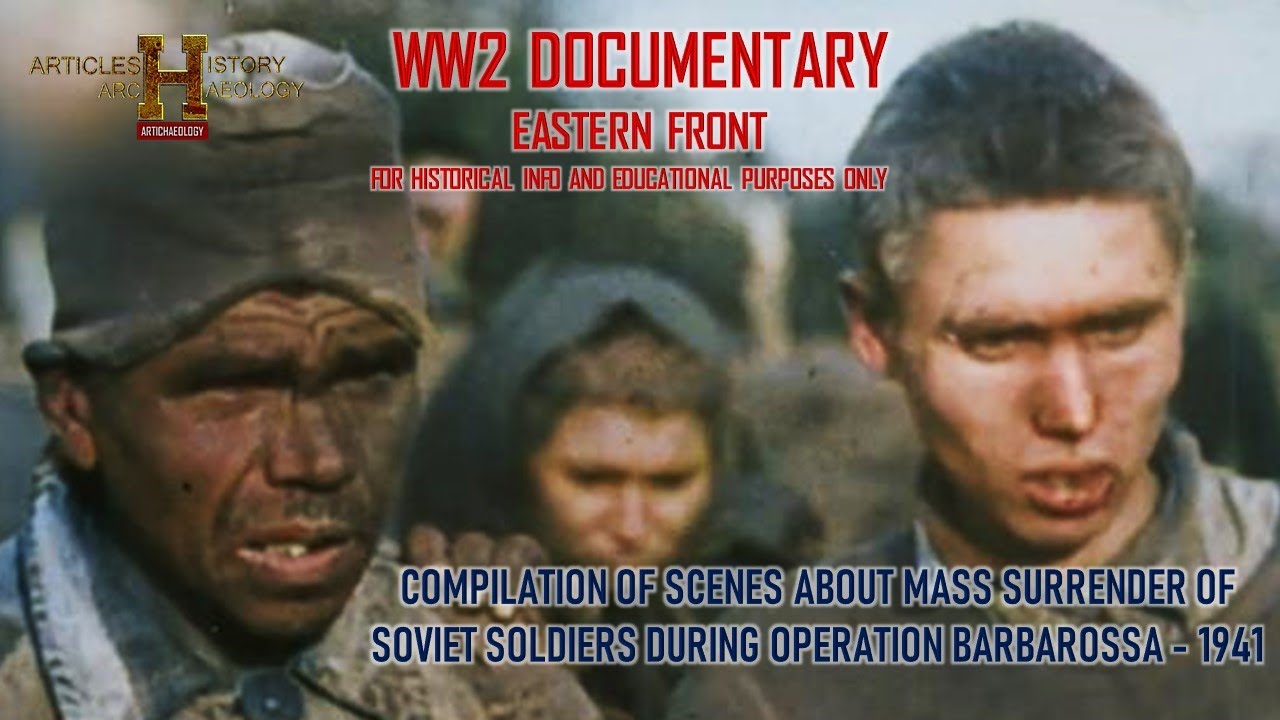 COMPILATION OF SCENES ABOUT MASS SURRENDER OF SOVIET SOLDIERS DURING ...