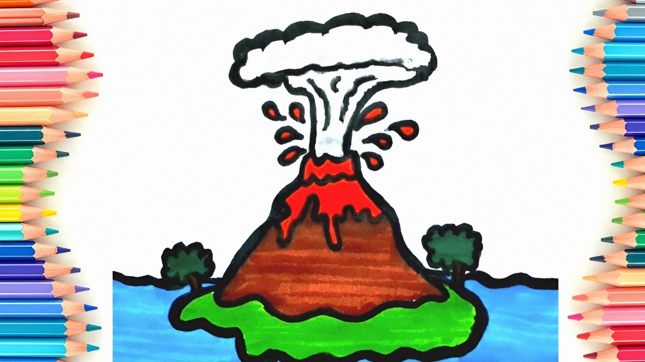 How to draw volcano/drawing for kids/kids art hub - YouTube