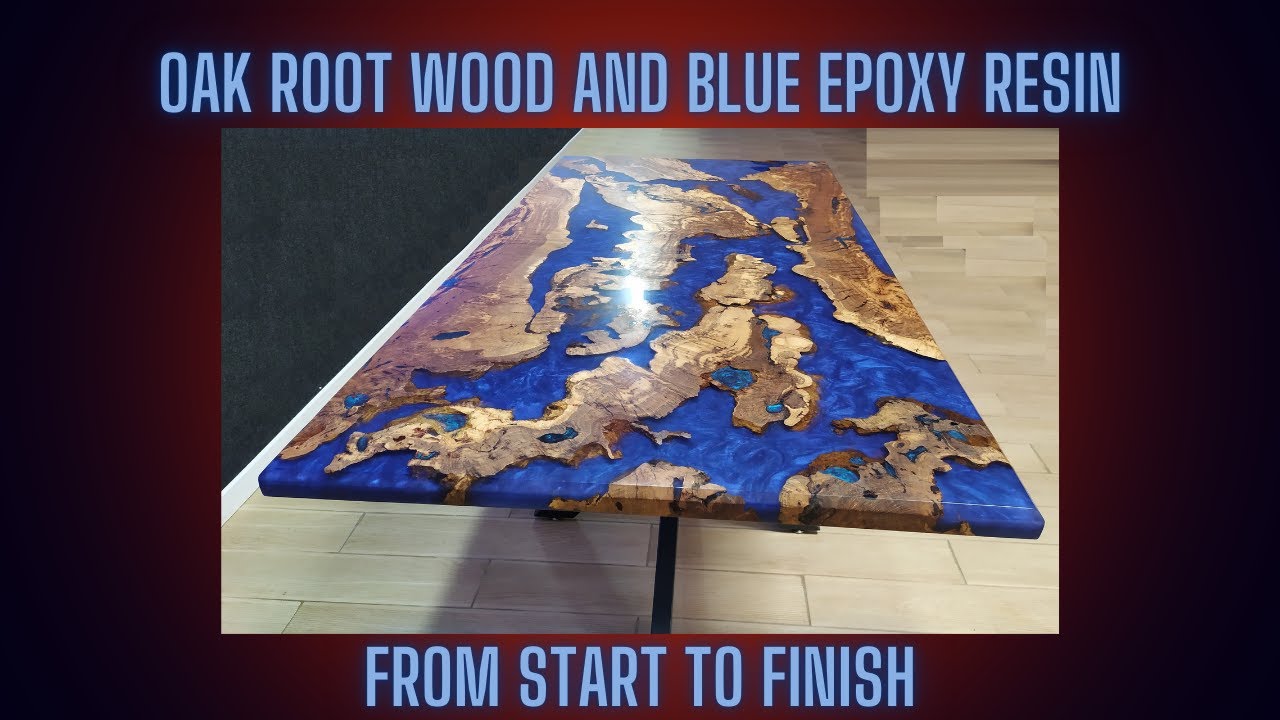 Oak Root wood and Blue Epoxy Resin Table From Start to Finish / Mesa de ...
