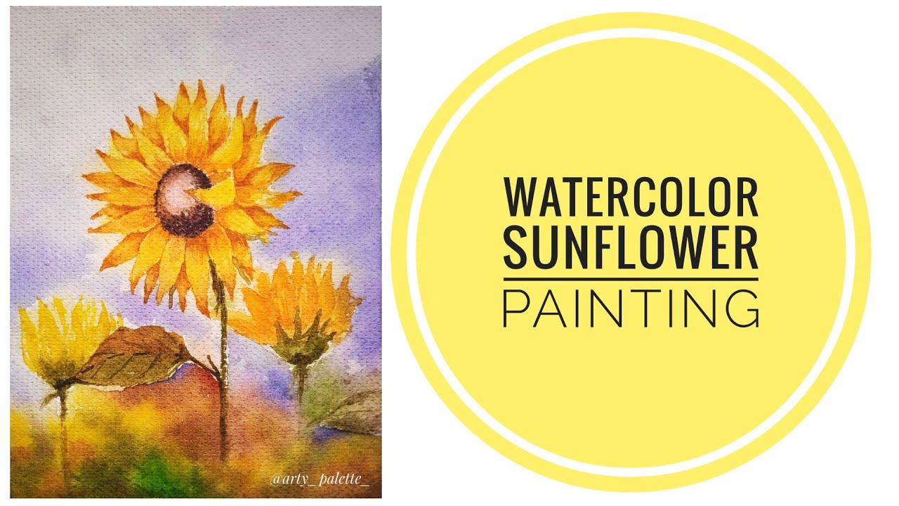 Watercolor Sunflower Painting🌻 | Time lapse botanical | Paint with me🎨 ...
