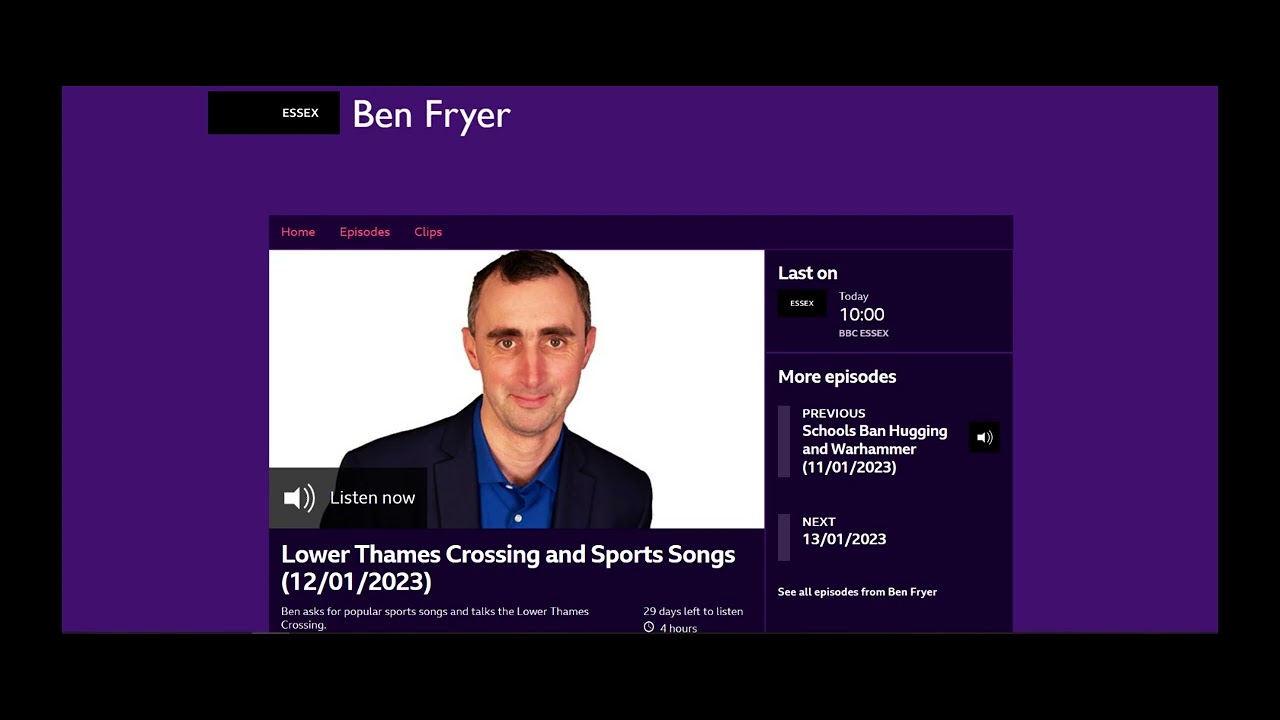 BBC Essex Radio - Ben Fryer talks LTC (12th Jan 2023) - YouTube