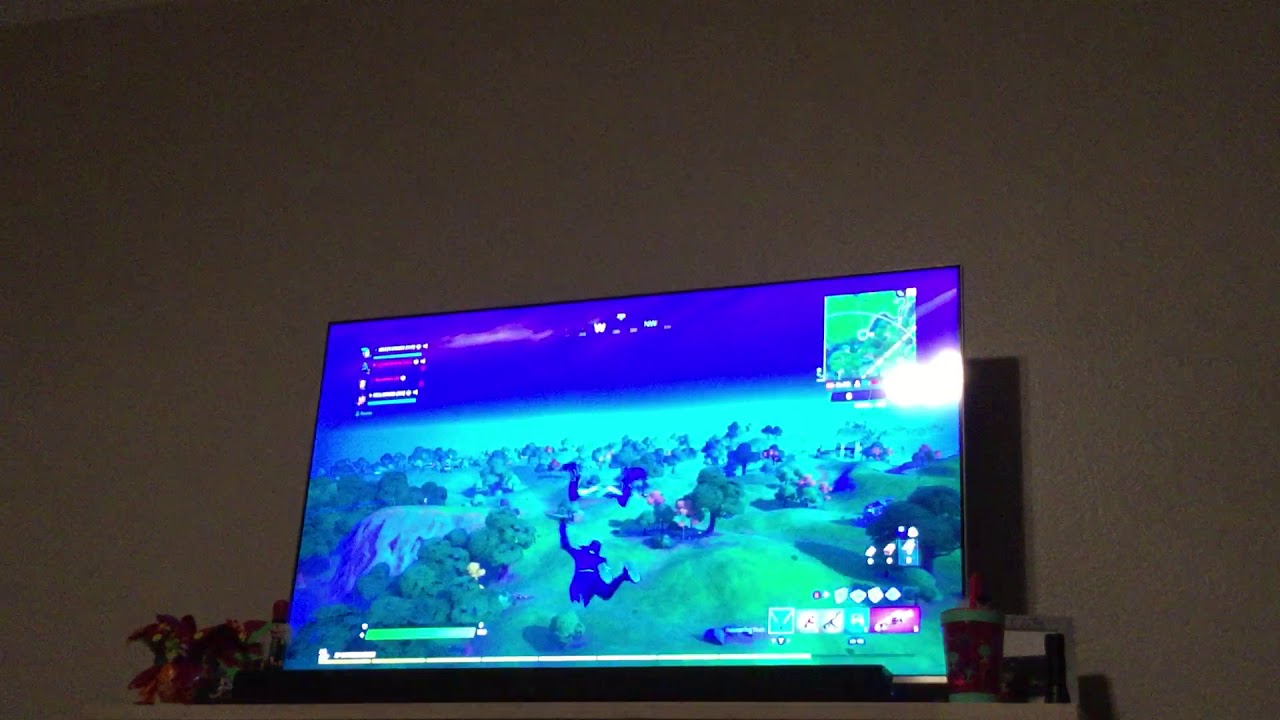 I am playing Fortnite in my living room TV - YouTube