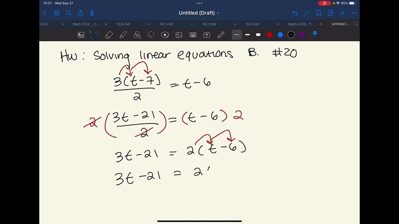 Solving Linear Equations Example 20 - YouTube