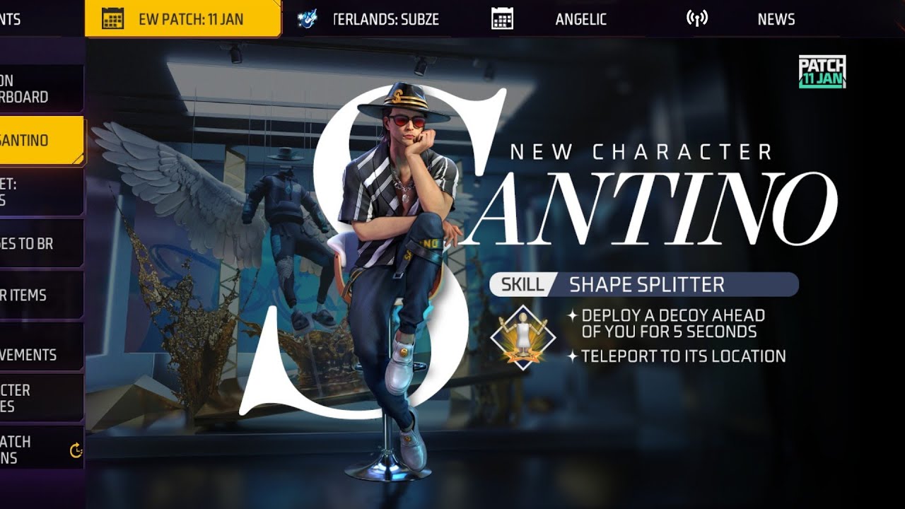 NEW CHARACTER SANTINO | HOW TO GET SANTINO CHARACTER IN FREE FIRE ...