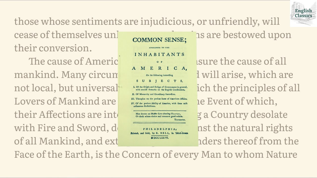 Common Sense- Full and Unabridged Audiobook with Text- by Thomas Paine ...