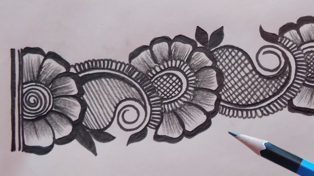 Simple Pencil Mehndi Design | Easy Mehndi Design Drawing | Pencil ...