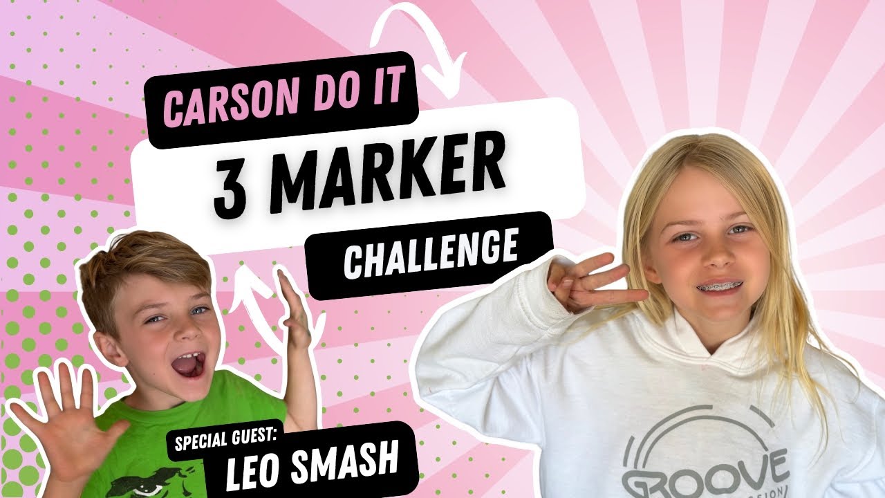 3 Marker Challenge + How to Draw a Cat! | Carson Do It ft. Leo Smash ...