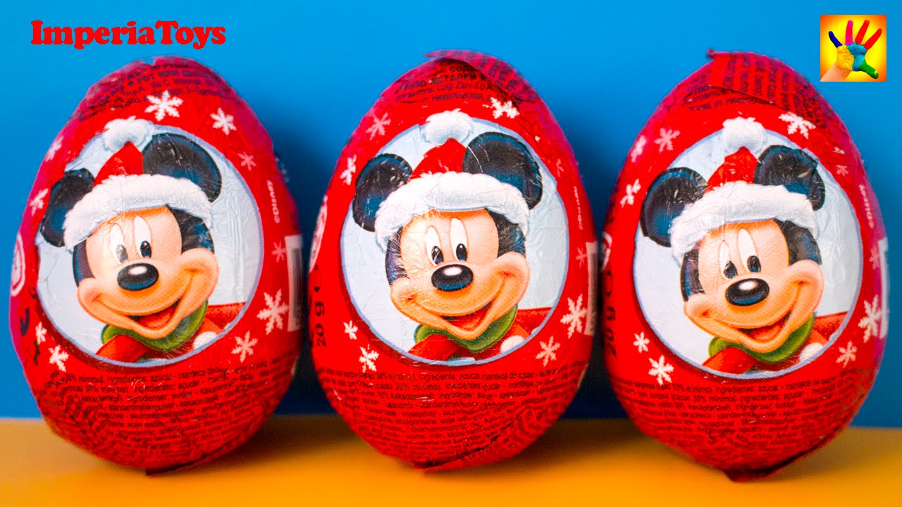 Disney MICKEY MOUSE 3 Surprise Eggs Unboxing 3 Christmas eggs surpirse ...