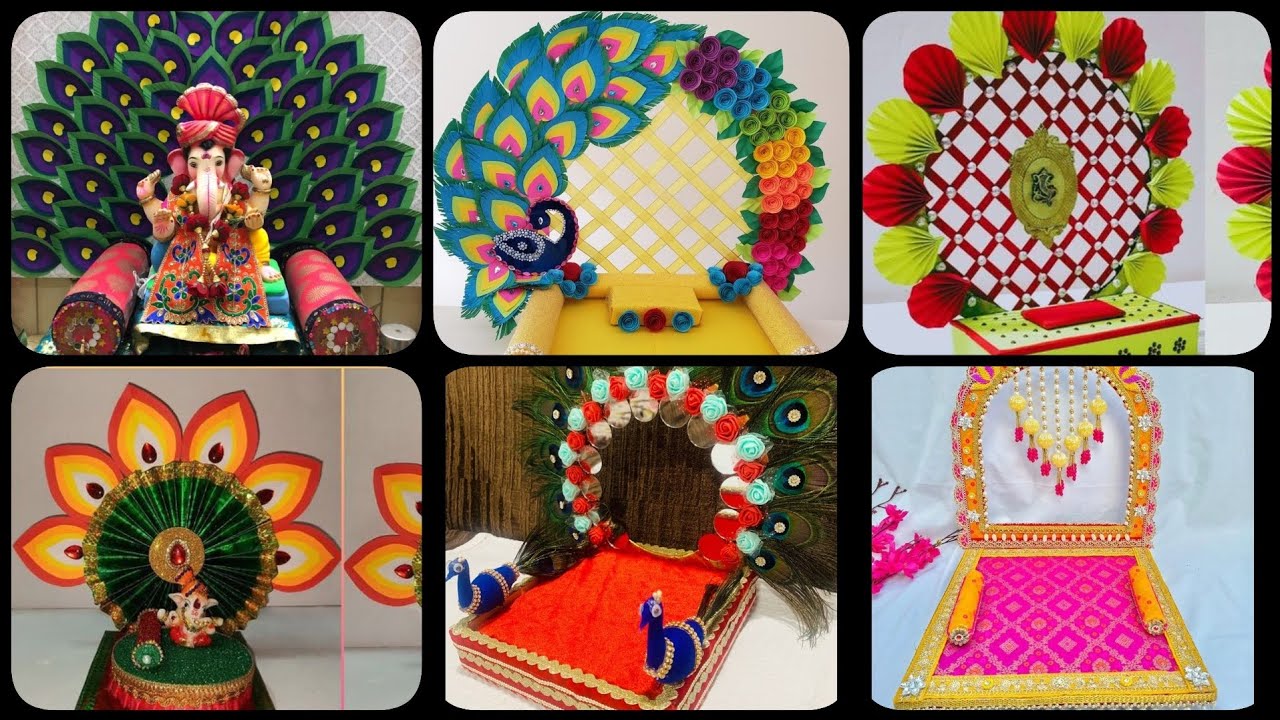 Ganesha Sinhasan Decoration Ideas for home /गणपती सजावट | Ganpati ...