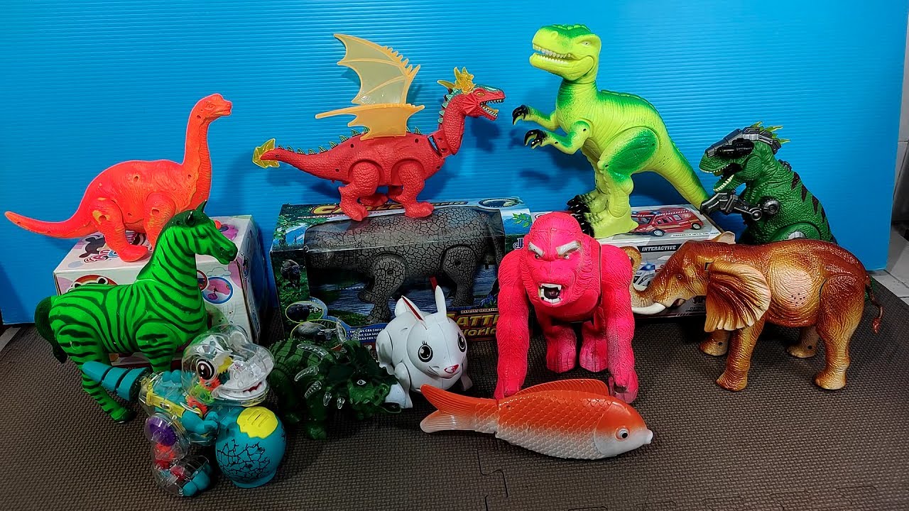 wow!! unbox review cattle world toys, buffalo zebra fish dinosaur ...