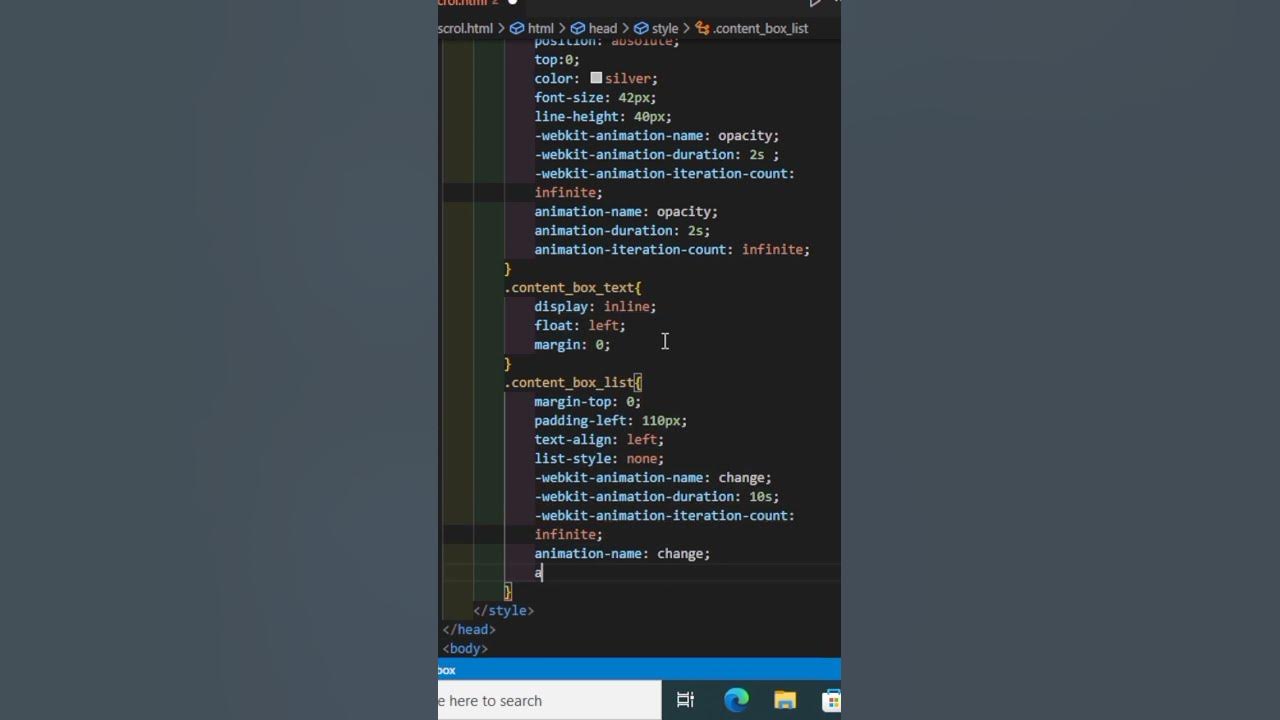 Text scroll animation using html and CSS (code is in comments and ...