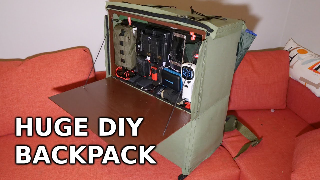 DIY 150L rigid wooden backpack with built-in table and tool board ...