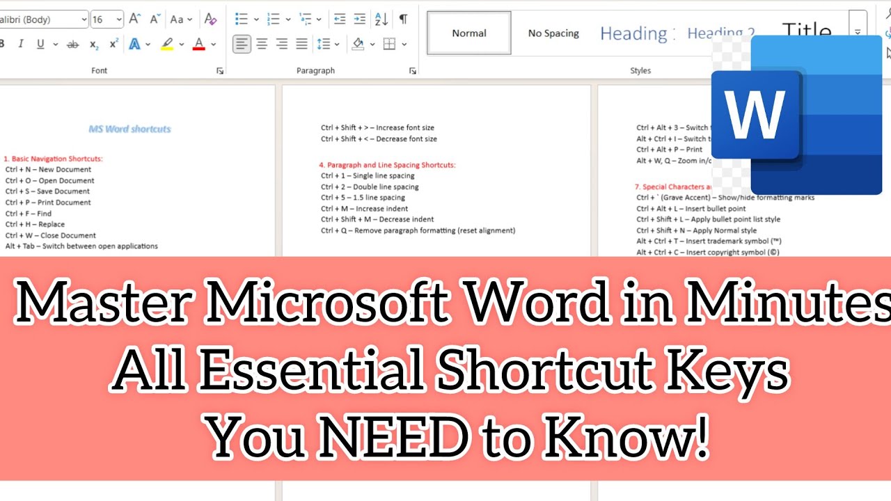 Master Microsoft Word in Minutes | Essential Shortcut Keys You NEED to ...