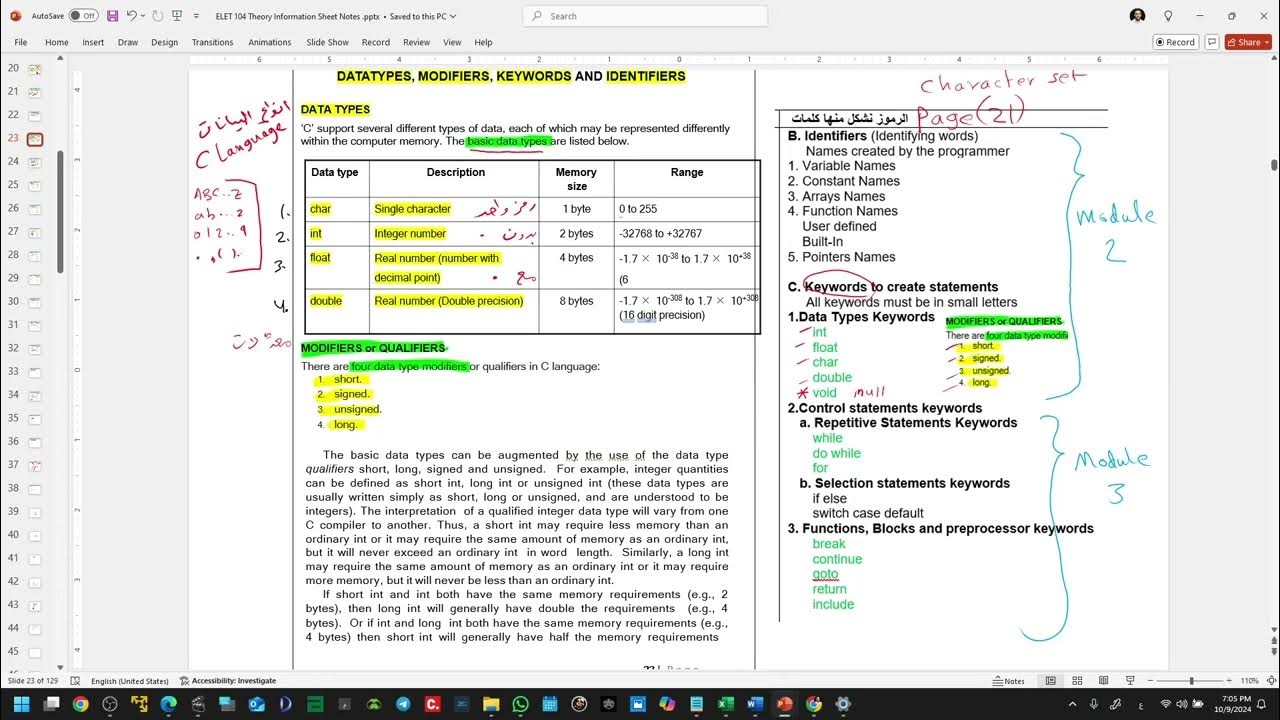 ELET Module 2 Page 23-24 Data Types and Modifiers - YouTube