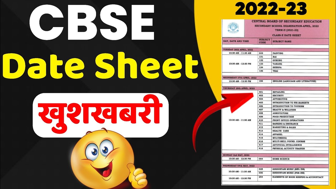Cbse Datesheet 2023 Out Cbse Class 10 And 12 Datesheet 2023 How To