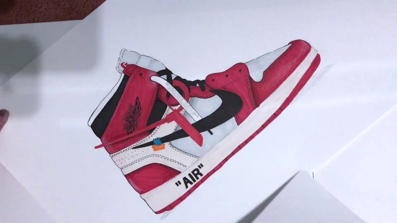 Drawing Off-White Nike Air Jordan 1 - YouTube