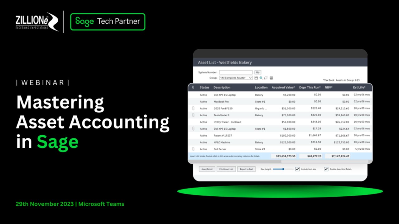 SAGE | ZILLIONe | Mastering Asset Accounting in Sage | Webinar - YouTube