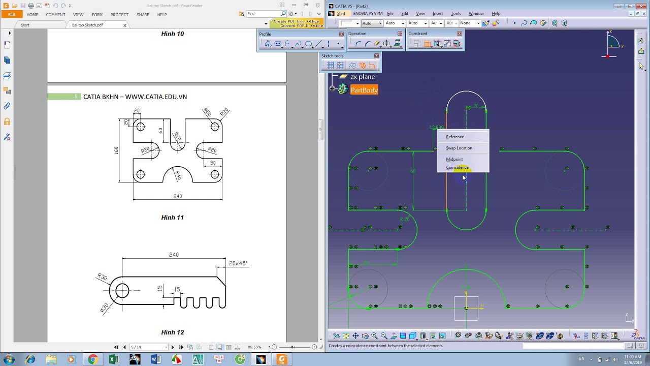Luyện tập vẽ Sketch trong Catia ( Practice sketch in Catia) - YouTube